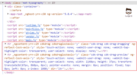 Angular CDK Drag/Drop List inside a table (not Material Table) - Handle rows distorting width ...